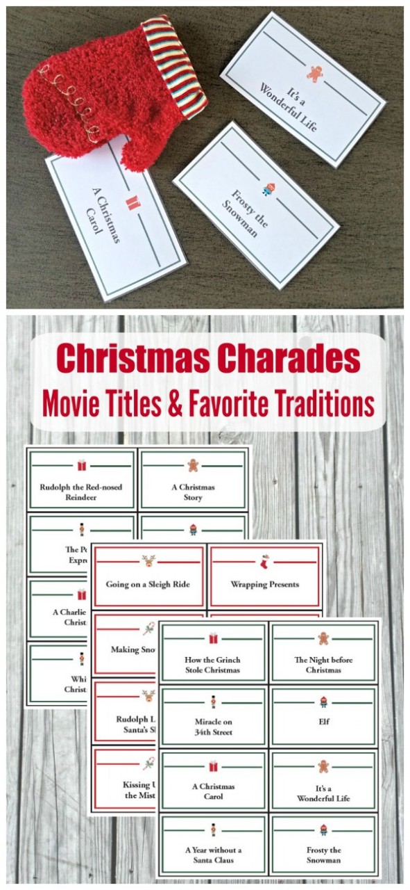 Christmas Charades List And Pictionary Game printable Cards Christmas Charades List And Pictionary Game printable Cards